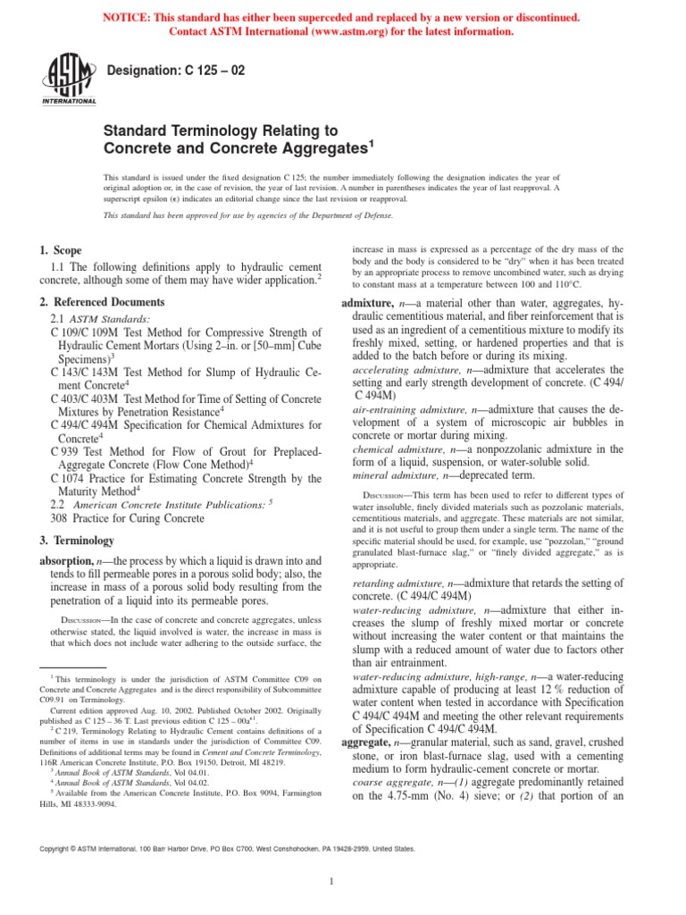 Astm C 125 - 02 | PDF | Construction Aggregate | Concrete