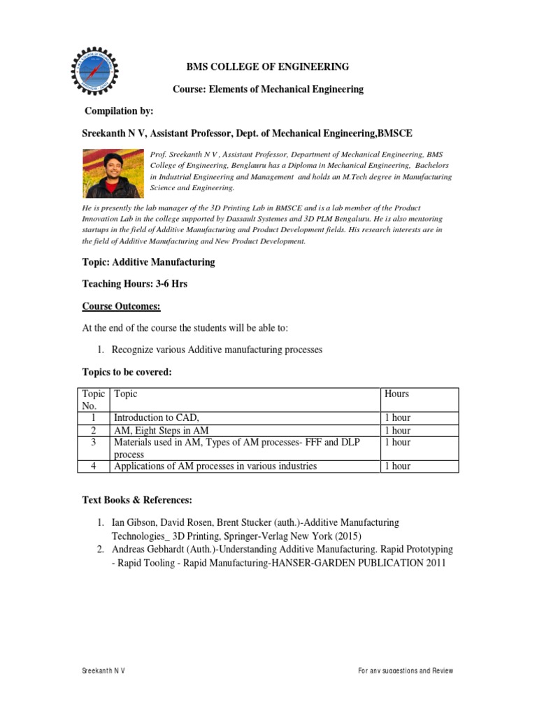 Additive Manufacturing - Lecture Notes and Scheme For EME PDF | PDF ...