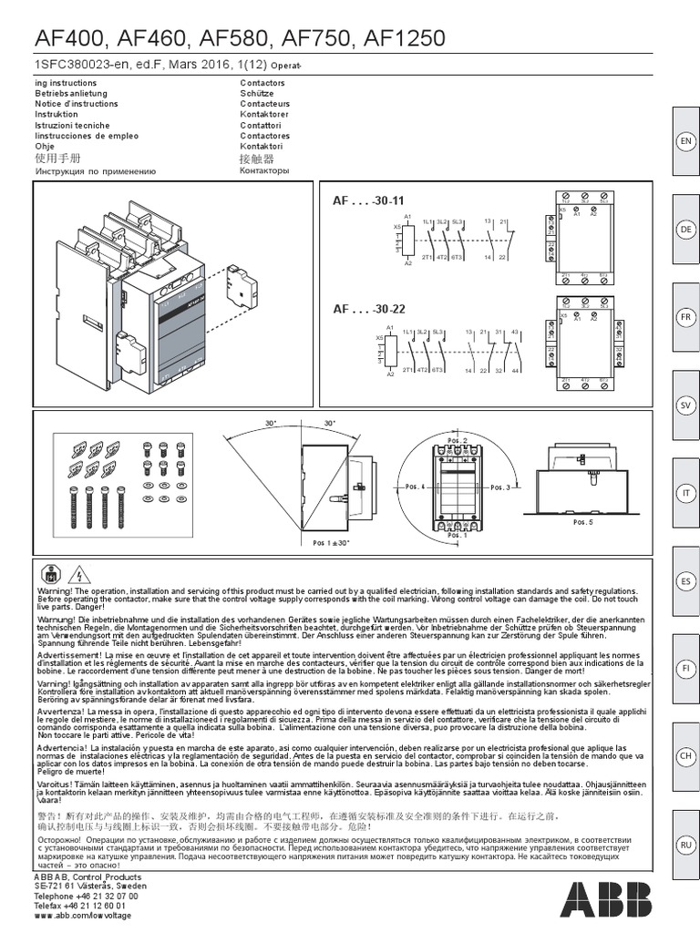 Manual Operacion Contactor Abb Af750-30 PDF | PDF