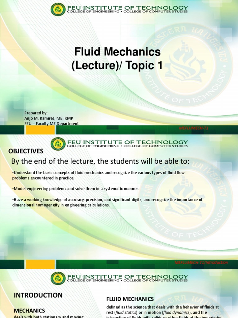 T1 - Fluid Mechanics - CH1 | PDF | Fluid Dynamics | Viscosity