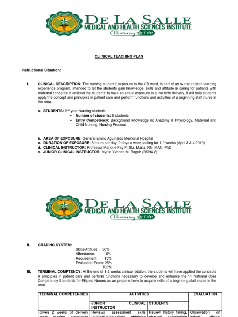 Clinical Teaching Plan OB | PDF | Postpartum Period | Nursing