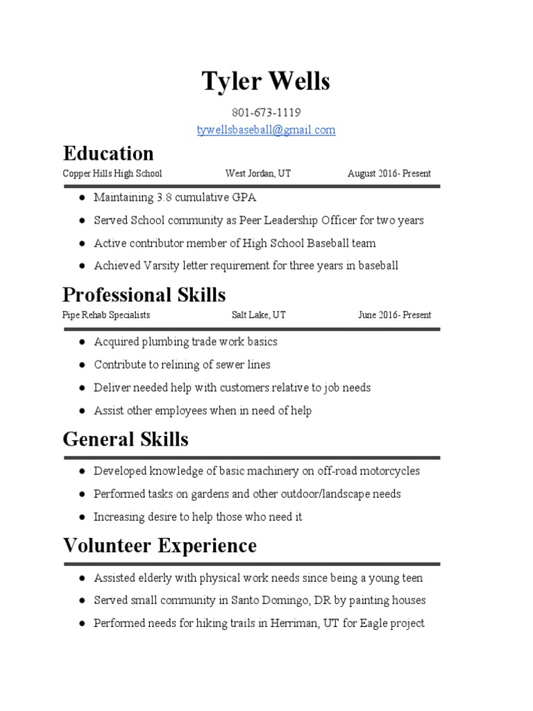 Tyler Wells Resume | PDF