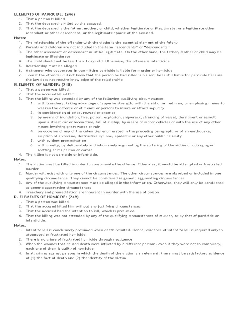 Elements of Parricide | PDF | Murder | Misconduct