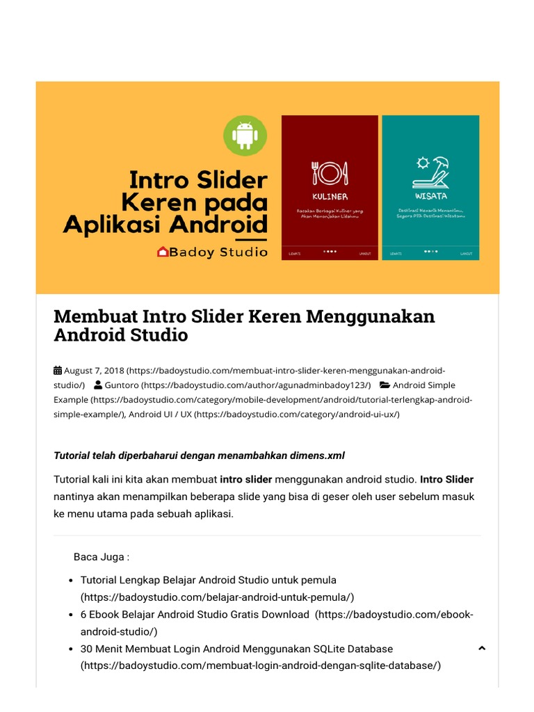 Membuat Intro Slider Keren Menggunakan Android Studio | PDF Membuat Intro Slider Keren Menggunakan Android Studio | PDF