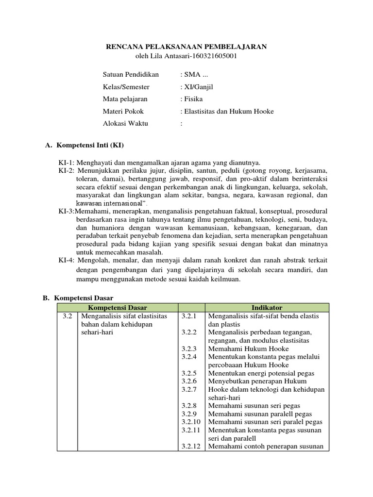 RPP Susunan Seri Dan Paralel Pegas | PDF