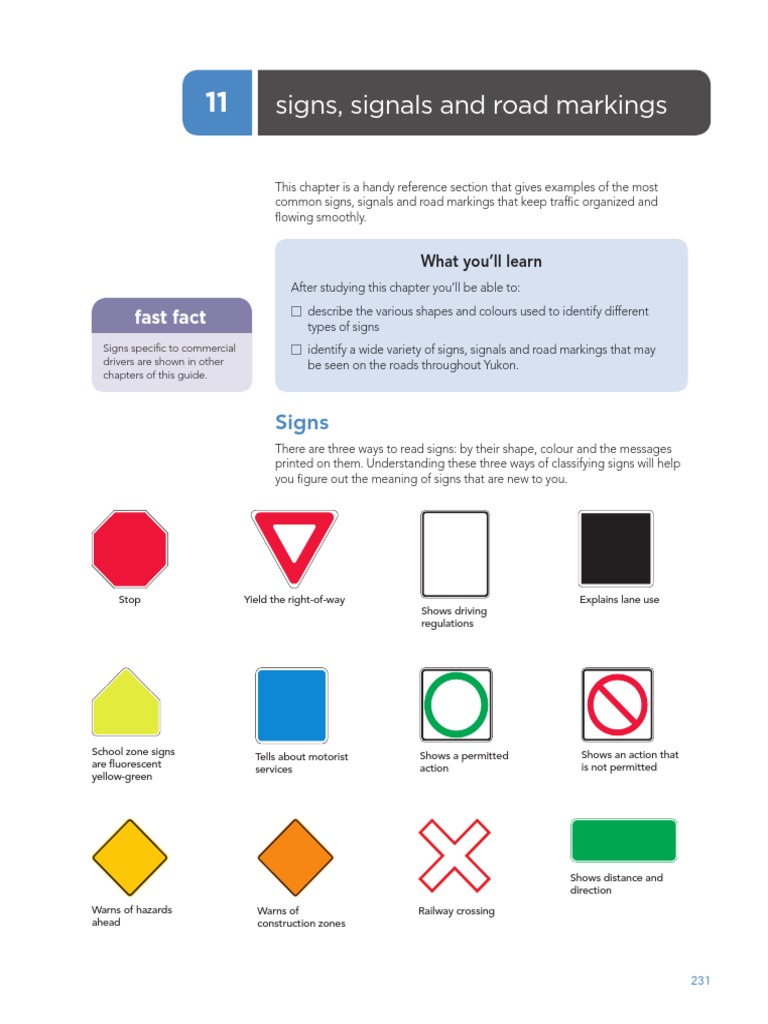 Yukon Road Signs and Markings Guide | PDF | Traffic | Pedestrian Crossing