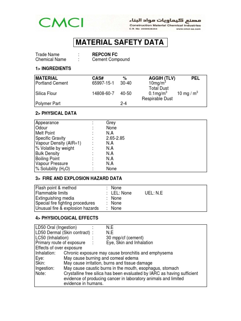 4 - Msds - Repcon FC Msds | Silicon Dioxide | Poison