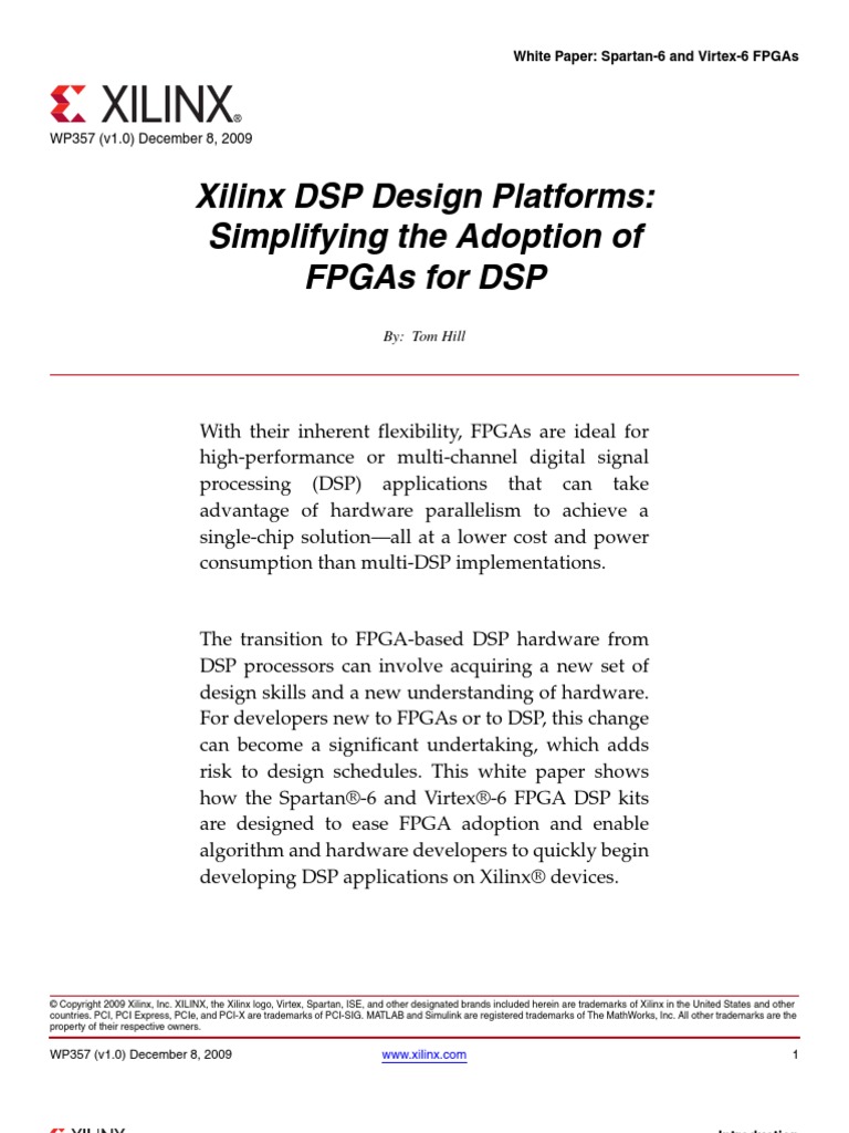 Xilinx DSP Design Platforms: Simplifying The Adoption of Fpgas For DSP | PDF | Field ...