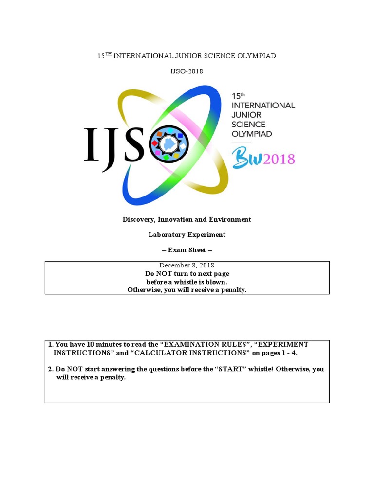 15 International Junior Science Olympiad IJSO-2018 | PDF | Thin Layer Chromatography ...