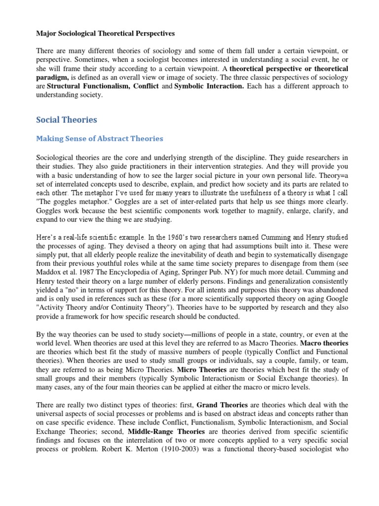 Social Theories: Making Sense of Abstract Theories | PDF | Sociology ...