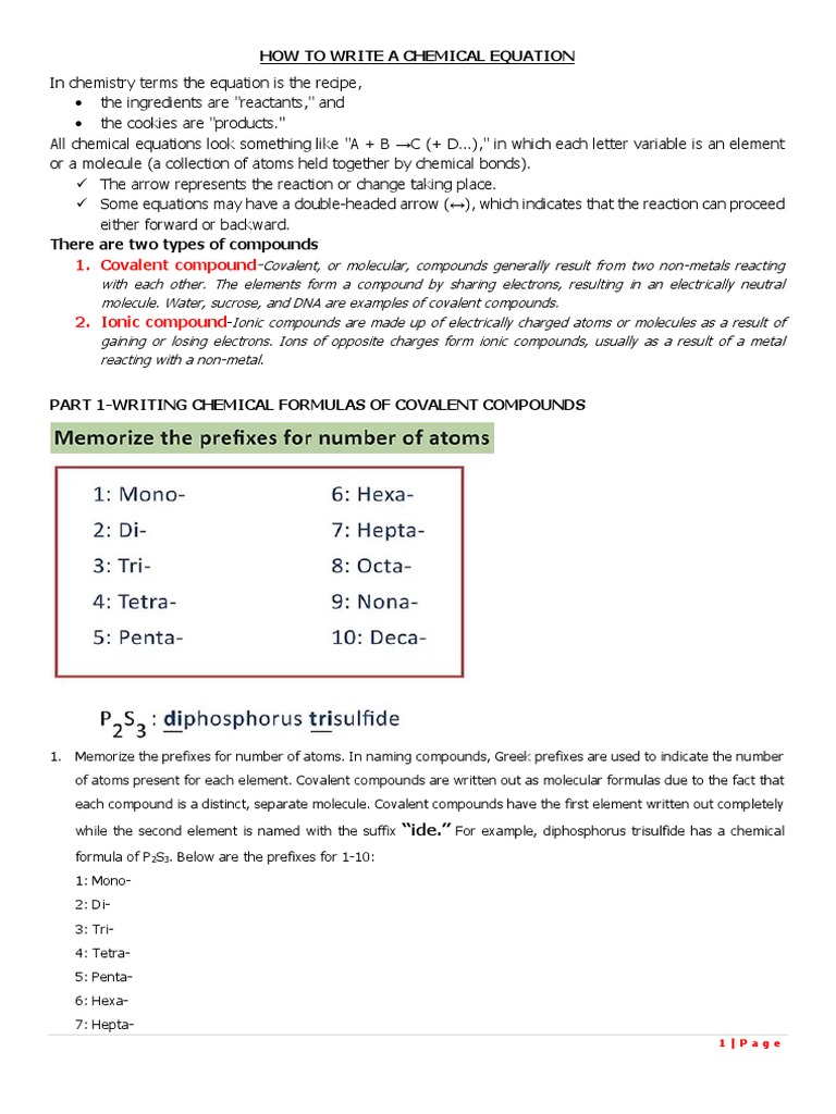 Writing Chemical Equations Guide | PDF | Chemical Compounds | Ion
