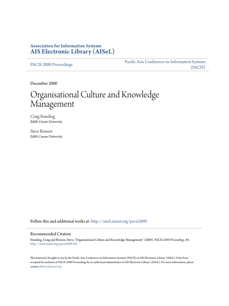 Organisational Culture and Knowledge Management | PDF | Justification ...