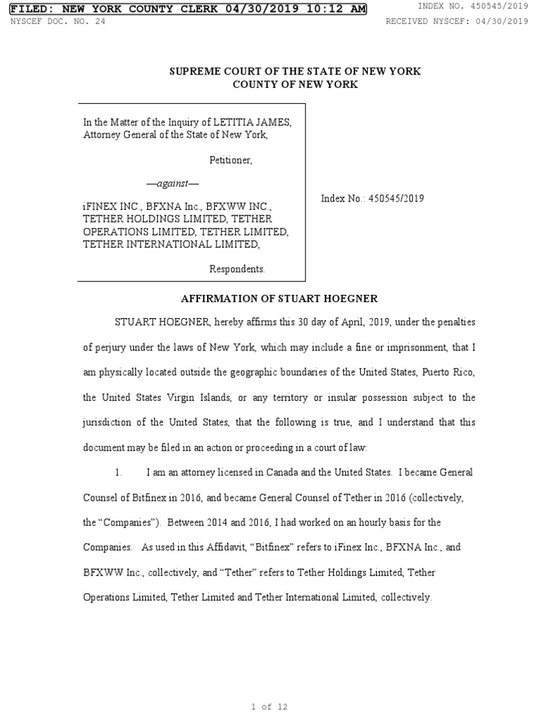 Stuart Hoegner Affidavit | PDF | Currency | Credit