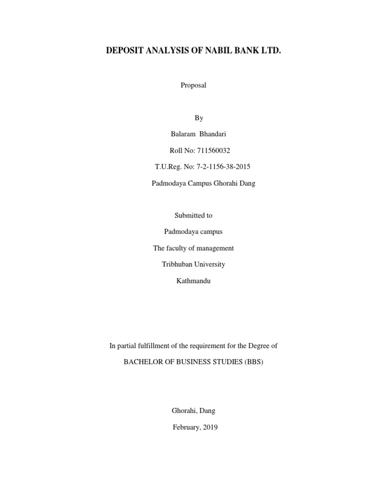 Deposit Analysis of Nabil Bank LTD | PDF | Banks | Loans
