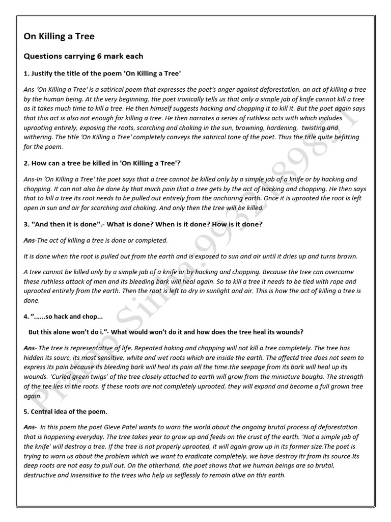 On Killing A Tree | Trees | Nature