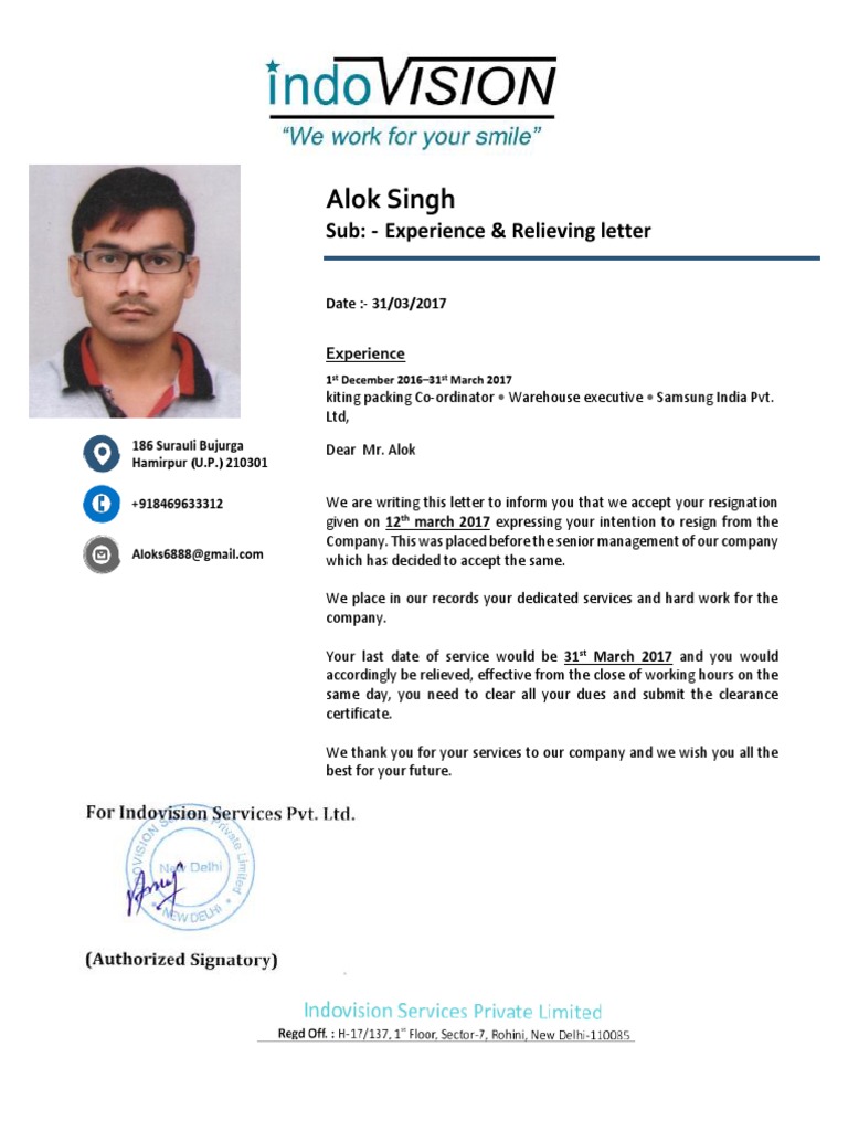 Alok Singh Samasung Exp - Letterr | PDF