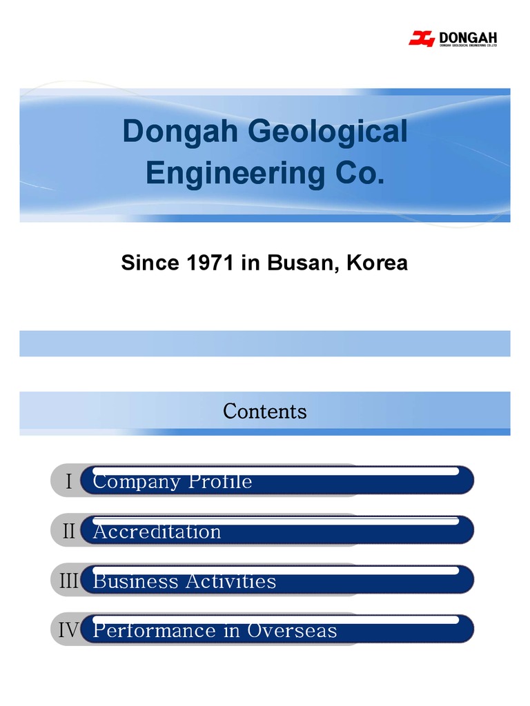 DONGAH GEOLOGICAL Company Brochure | PDF | Deep Foundation ...