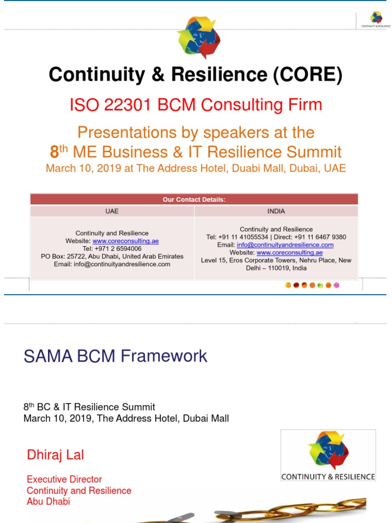 SAMA BCM Framework - Continuity and Resilience | PDF | Business Continuity | Risk Management