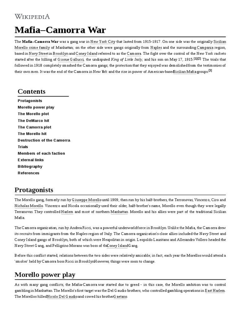 Mafia-Camorra War | PDF | American Mobsters Of Italian Descent | Crime ...