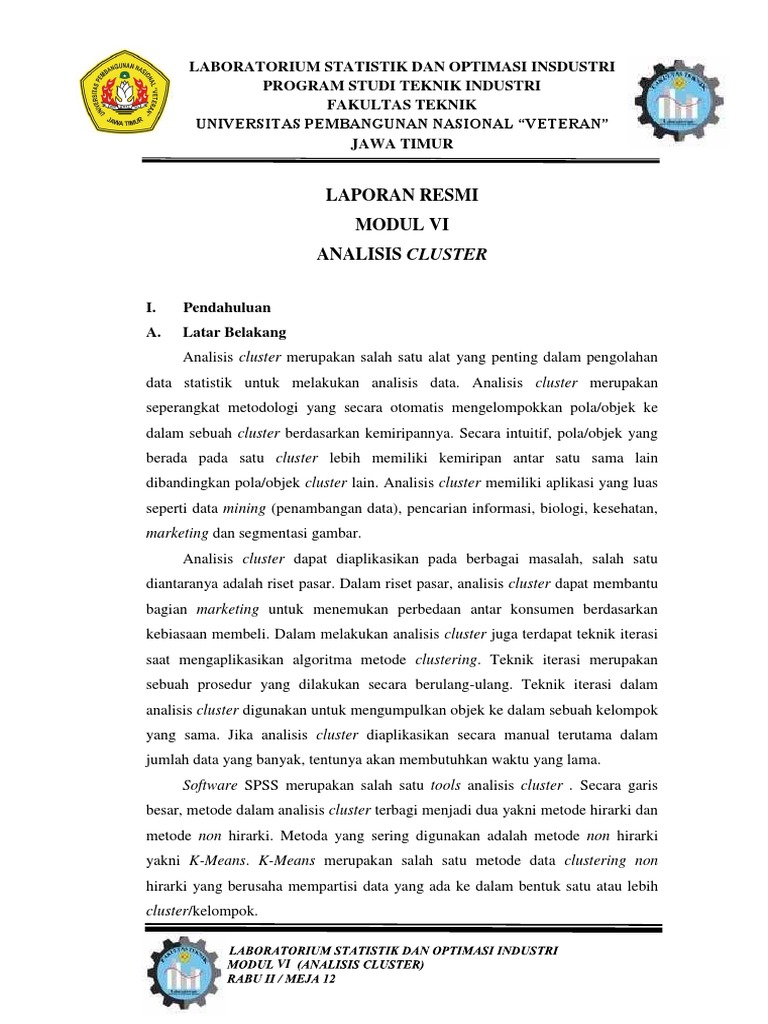 Lapres 3 Statistik Modul 6 - Analisis Cluster Rev1 | PDF