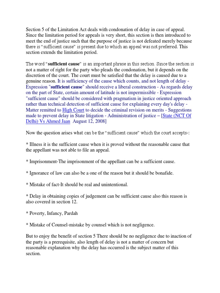 Condonation of Delay - Materials | PDF | Legal Aid | Judgment (Law)