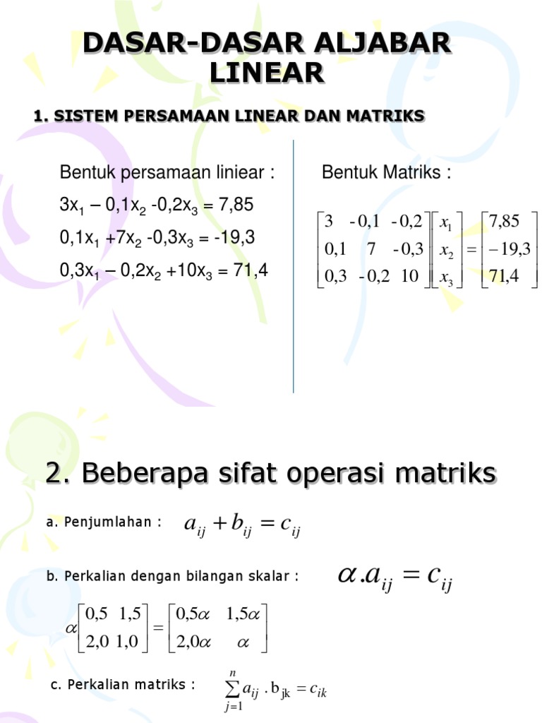 Dasar-Dasar Aljabar Linear dan Matriks | PDF