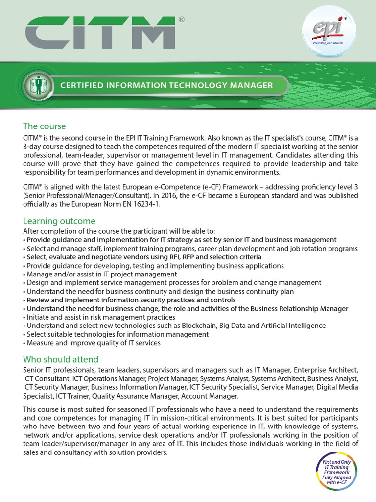 CITM Course Brochure | PDF | Information Security | Competence (Human ...