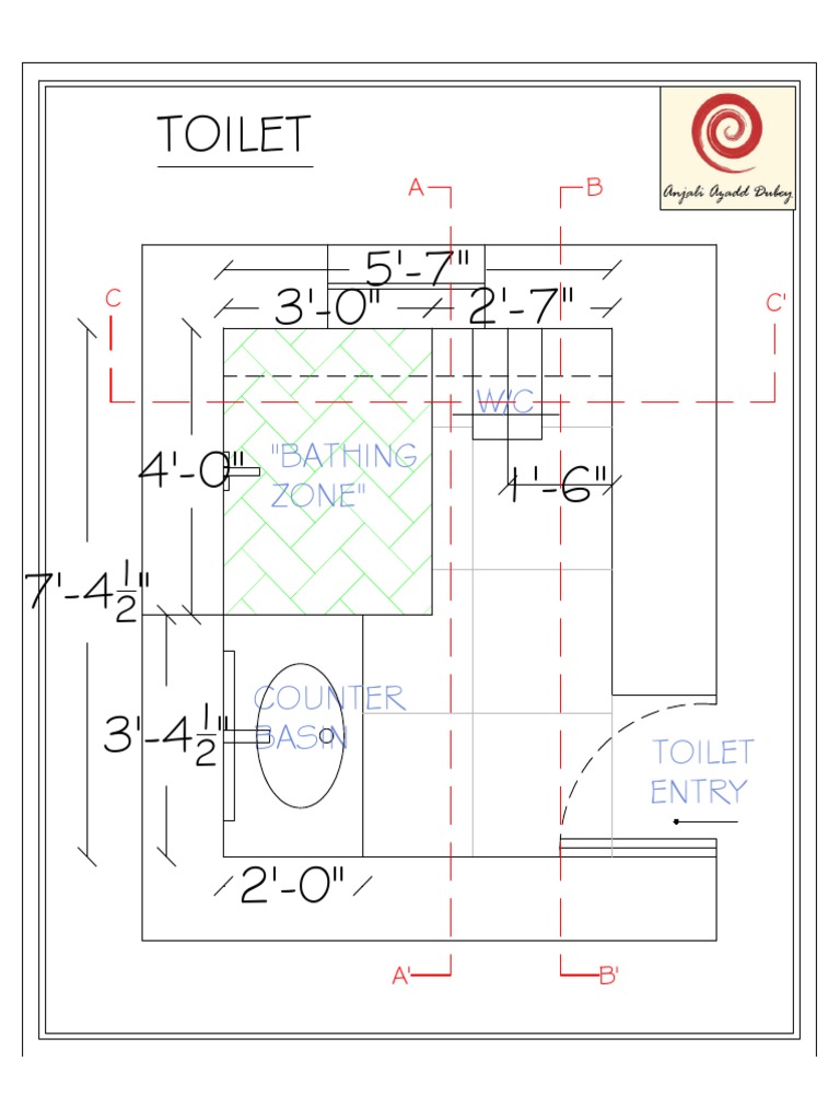 Bathroom Layout with Toilet and Basin | PDF