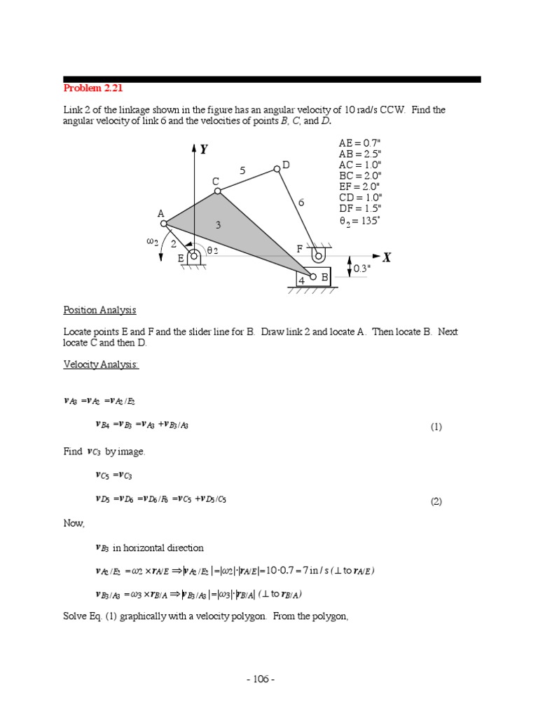 ME 31 Kinematics Sample Problems Velocity Analysis PDF | PDF | Euclidean Vector | Acceleration