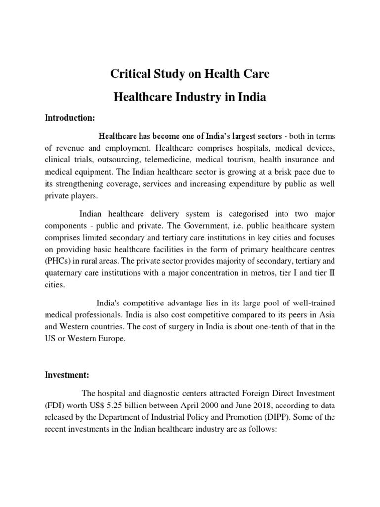 Project On Healthcare Industry | Download Free PDF | Revenue | Health Care