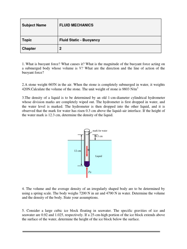 TUTORIAL 2b - Hydrostatic - Buoyancy | PDF