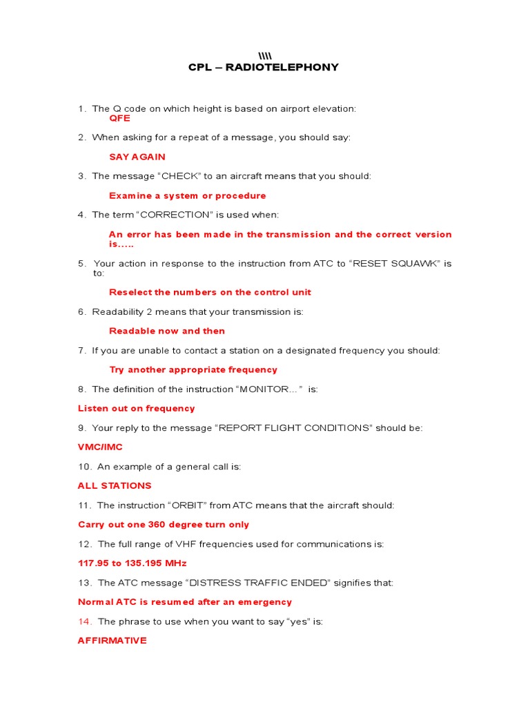 Aviation Radiotelephony Readability Guide | PDF