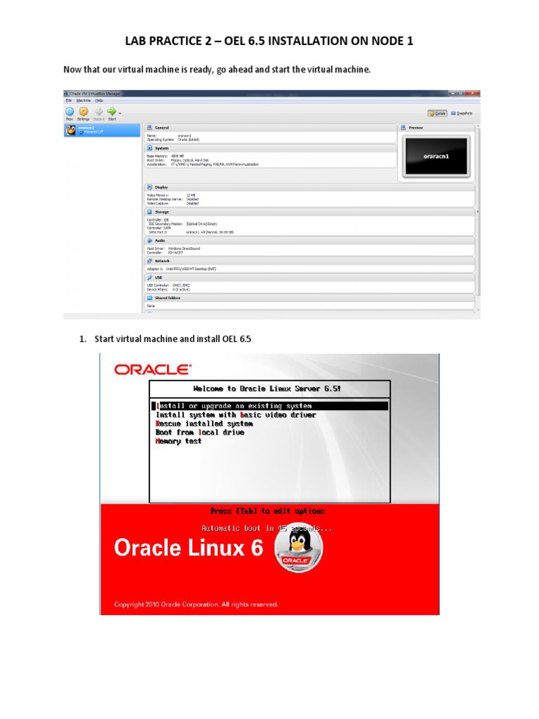 Lab Practice 2 OEL 6.5 Installation On Node 1 (1) 3 | PDF | Server (Computing) | Computer Network