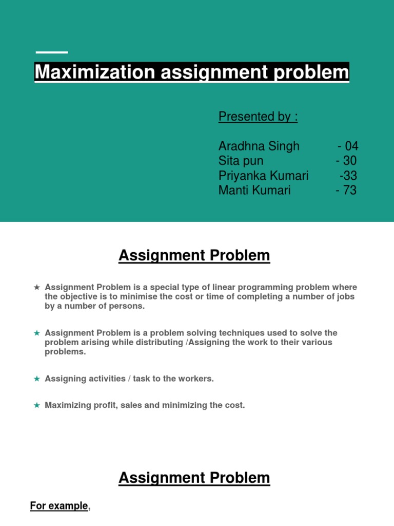 Assignment Problem | PDF | Matrix (Mathematics) | Theoretical Computer Science