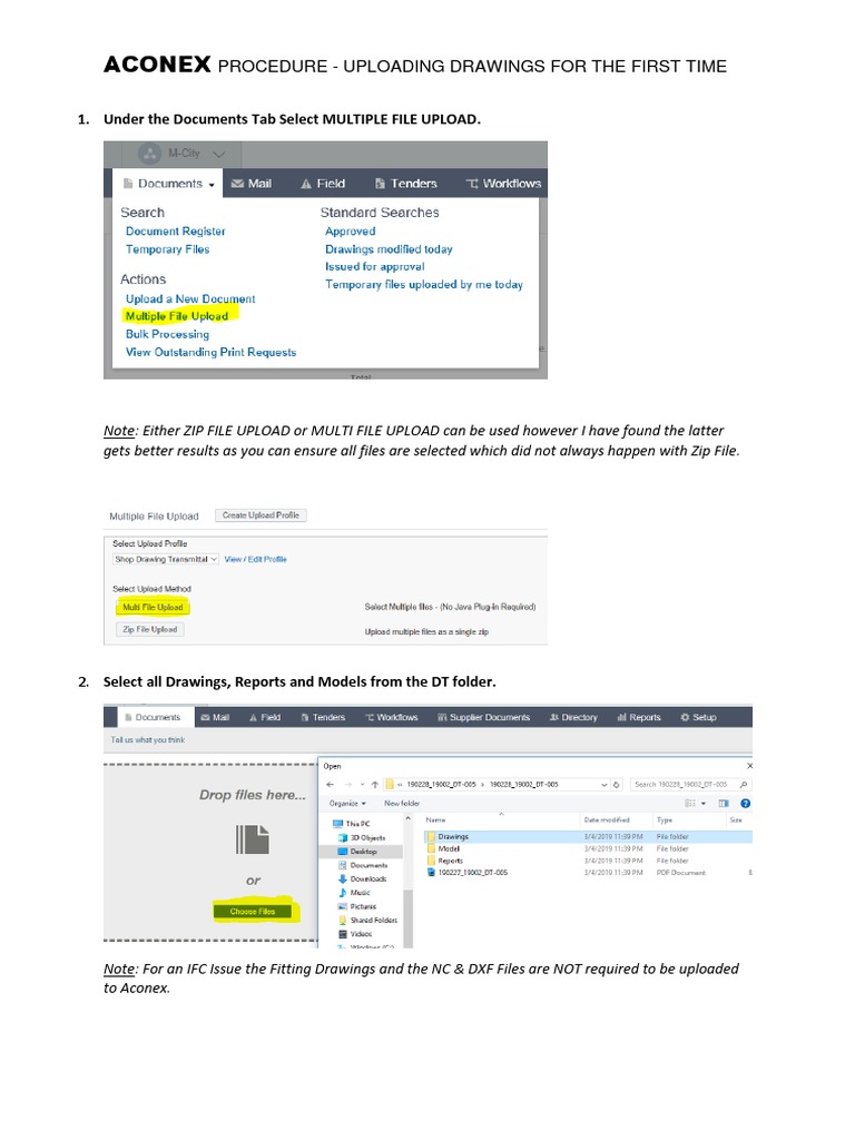 ACONEX - Issue New Drawings Procedure (M City Example) | PDF ...