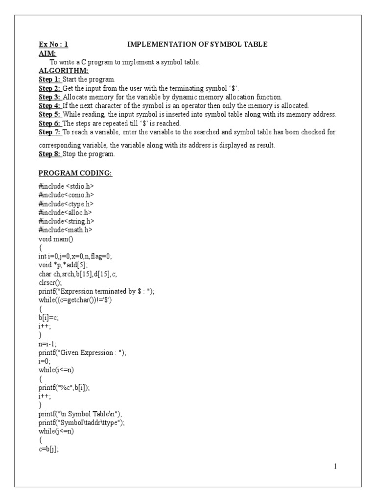 CD Lab RECORD PRINT' 1 | PDF | Parsing | Programming Language