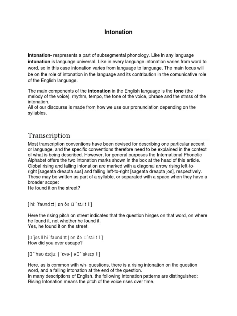 Transcription: Intonation | PDF | Semiotics | Linguistics