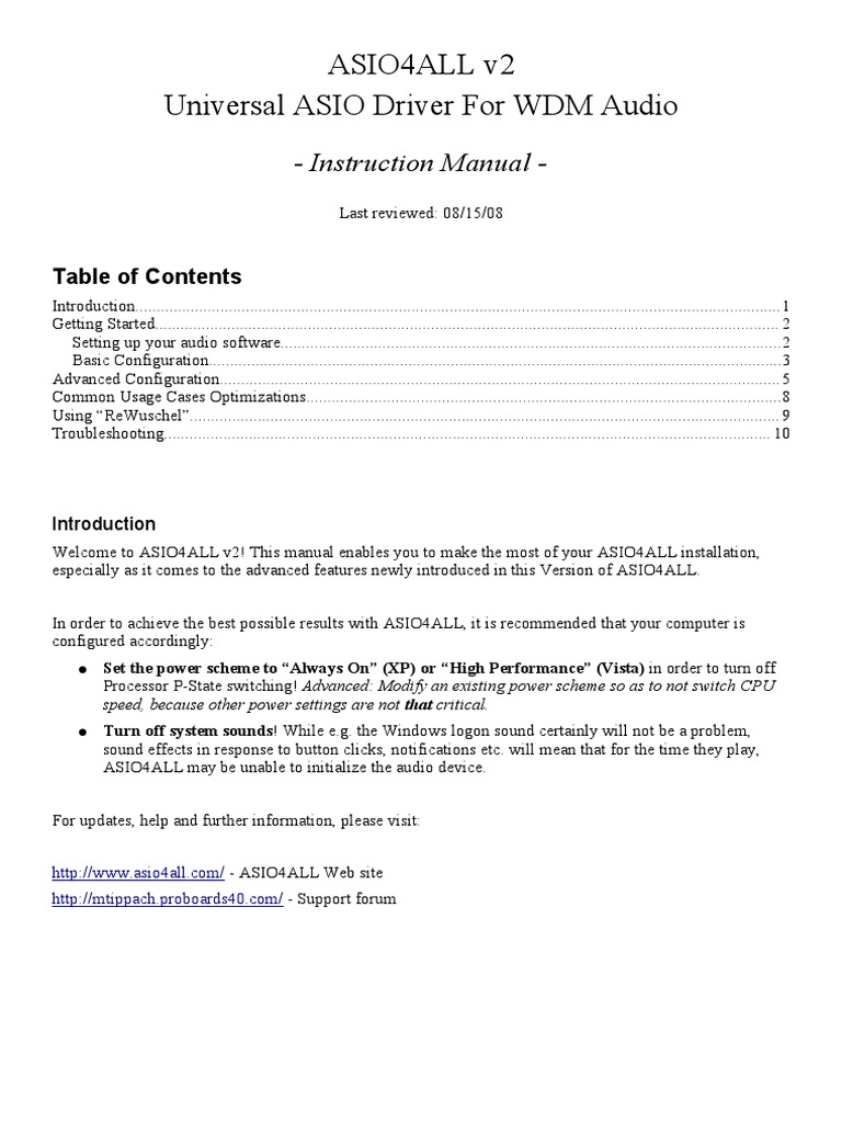 ASIO4ALL v2 Instruction Manual PDF | PDF