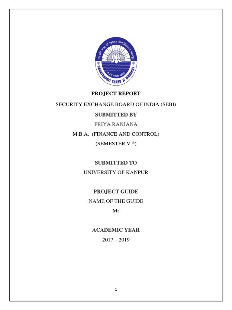 Security Exchange Board of India (Sebi) : Project Repoet | PDF | Securities (Finance ...