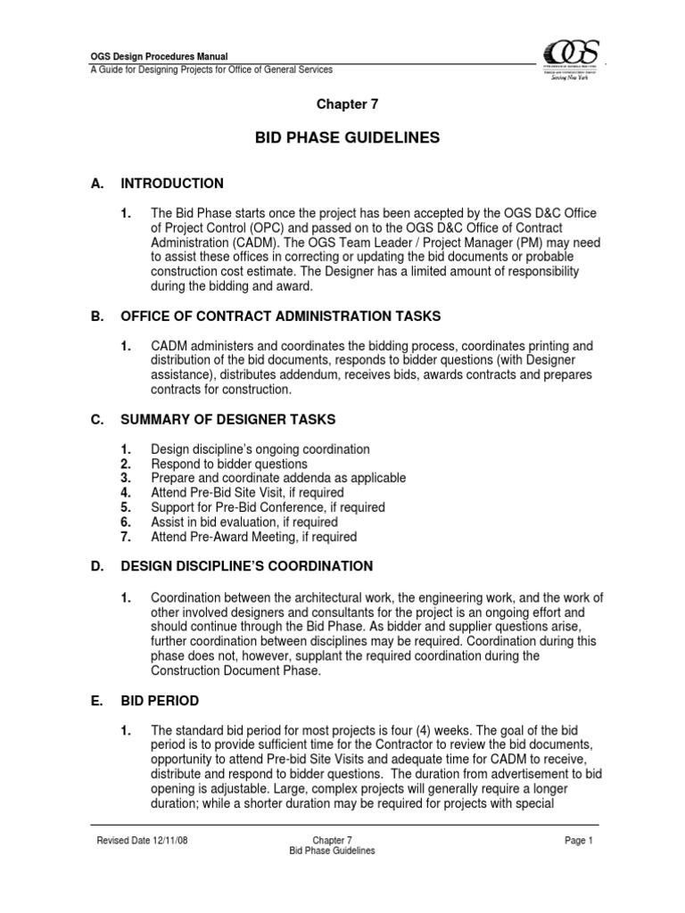 Bid Phase Guidelines | PDF | Addendum | Specification (Technical Standard)