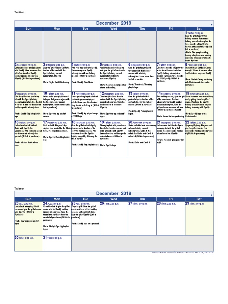 SMP Calendar | PDF | Spotify | Christmas And Holiday Season