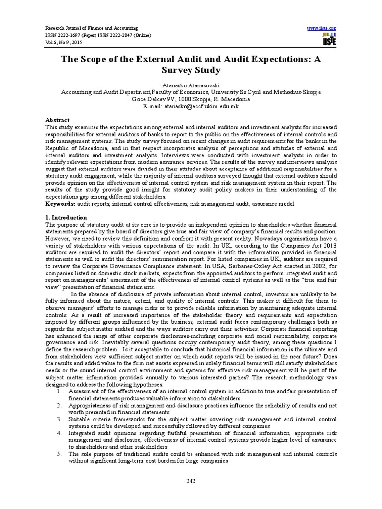 External Audit Scope | PDF | Internal Control | Audit