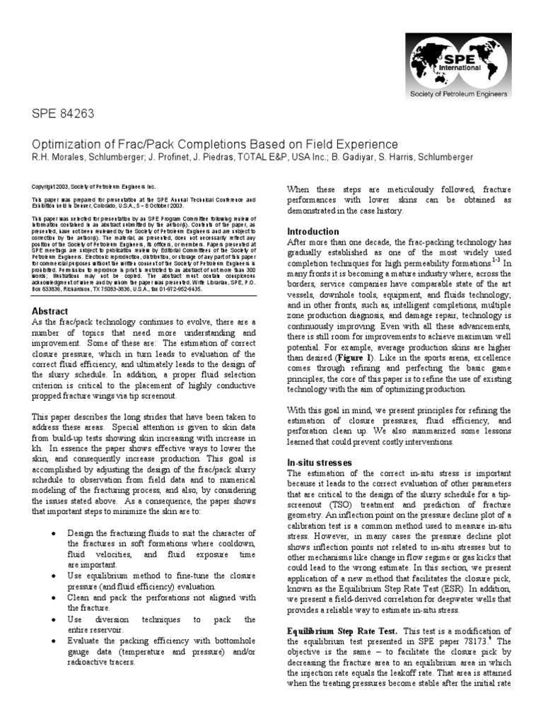 Optimization of Frac:Pack Completions Based On Field Experience by ...