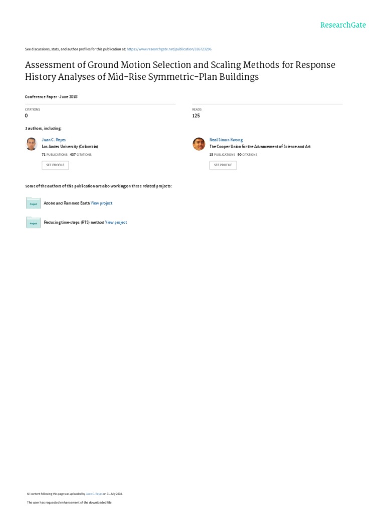 Assessment of Ground Motion Selection and Scaling Methods For Response History Analyses of Mid ...