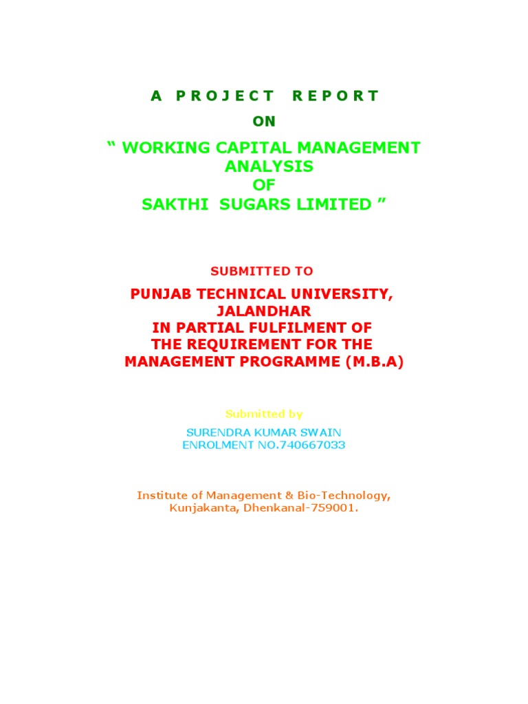 Project Report WCM | PDF | Working Capital | Economies