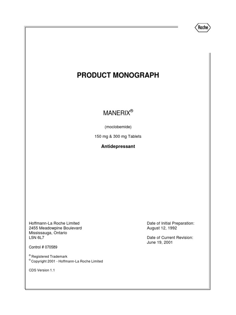 Product Monograph: Manerix | Download Free PDF | Pharmacokinetics ...
