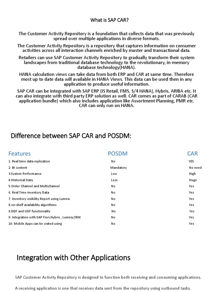 SAP CAR Detail Document | PDF | Point Of Sale | Sap Se