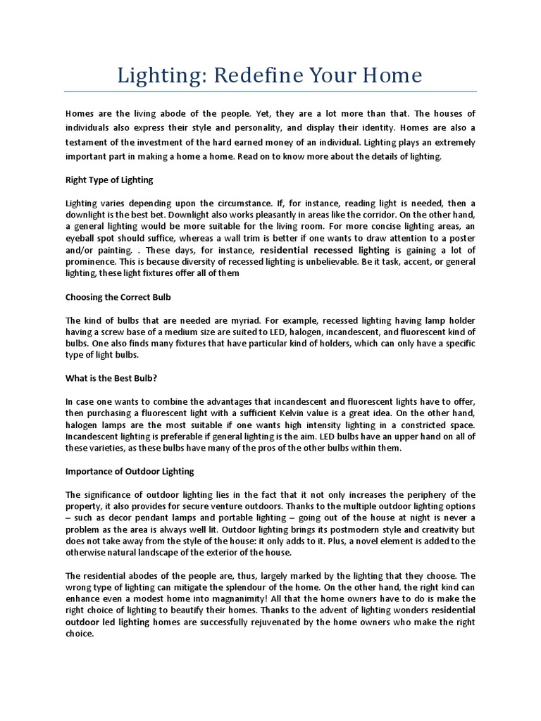 Lighting: Redefine Your Home: Right Type of Lighting | Download Free ...