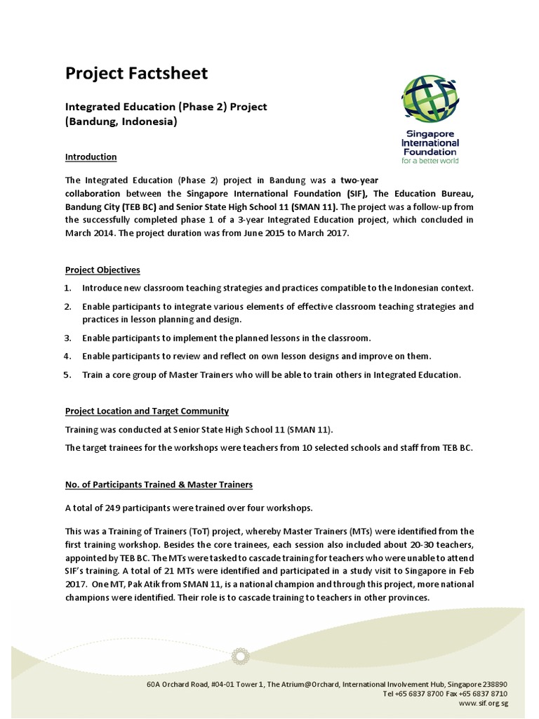Project Factsheet - IED Bandung | PDF | Teaching Method | Teachers