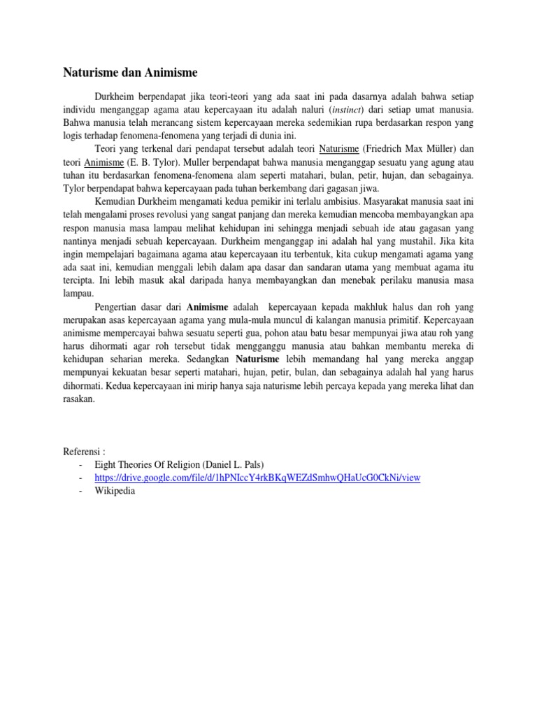 Naturisme Dan Animisme | PDF